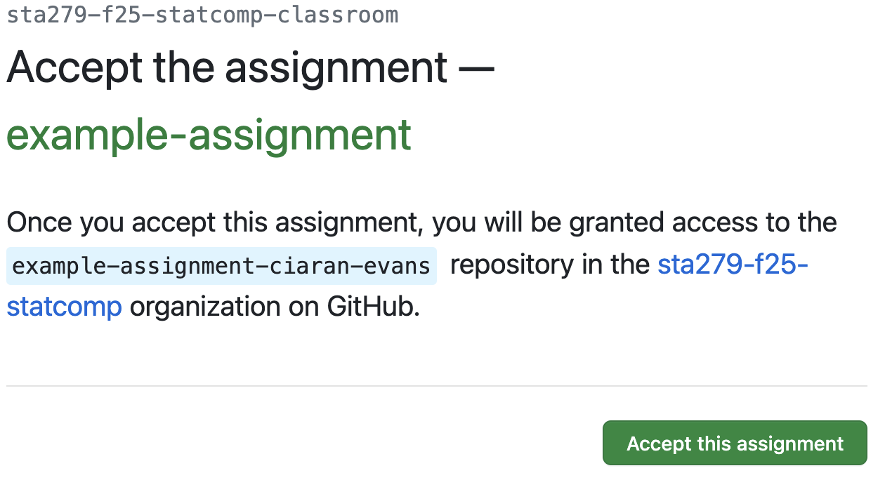 GitHub assignment instructions | STA 279, Fall 2025